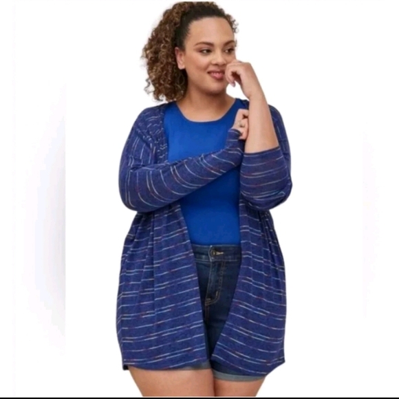 torrid | Sweaters | Torrid X Blue Striped Cardigan | Poshmark